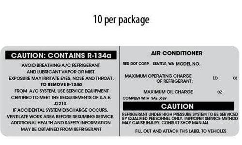 Refrigerant Caution Label 134A – Cabcomfortdirect